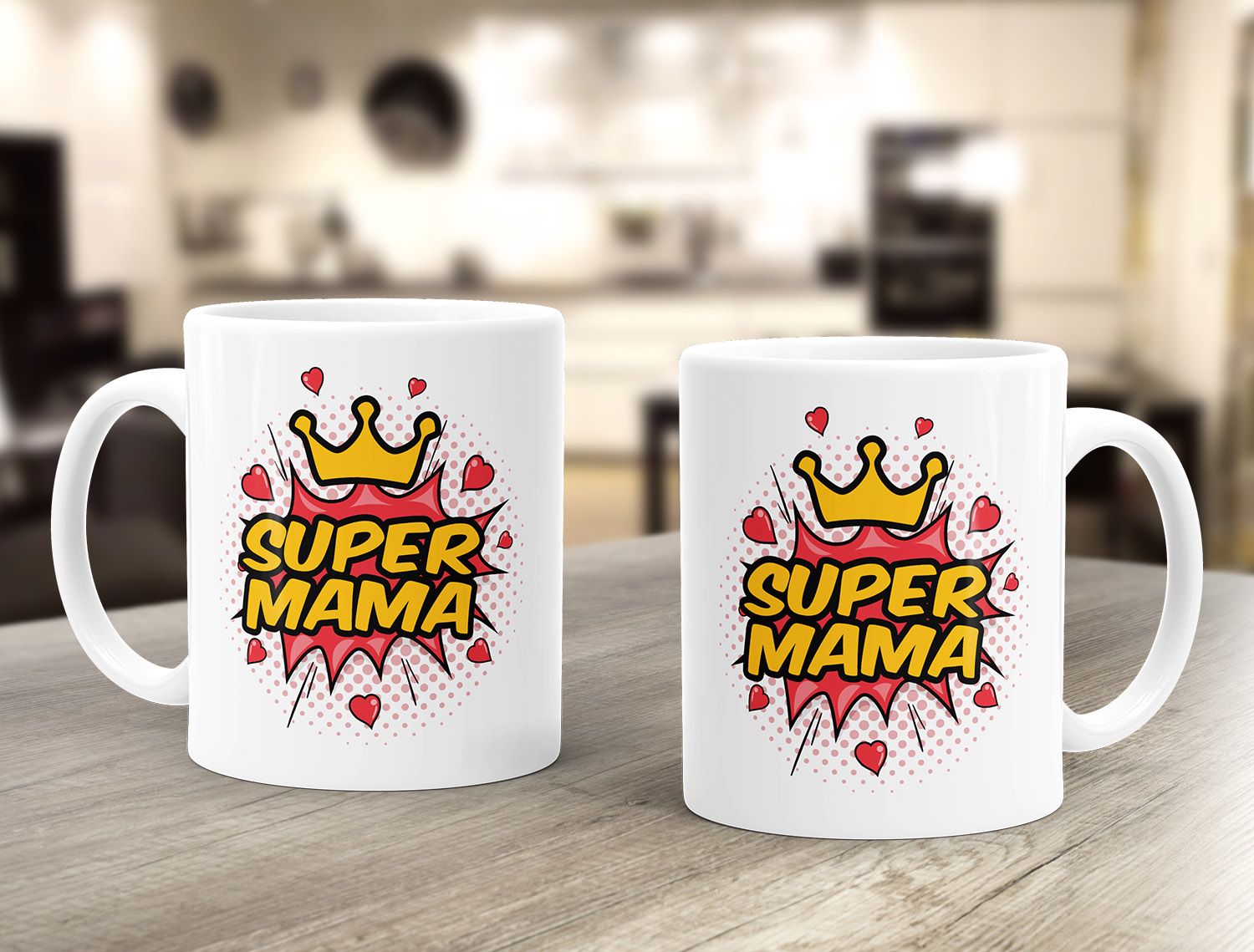 coole Geschenk-Tasse zum Muttertag Super Mama Krone Herz Kaffee-Tasse ...