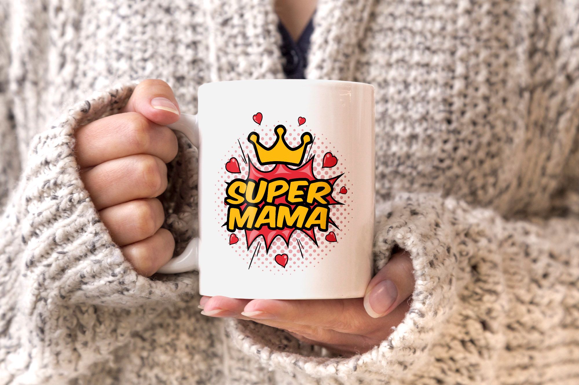 coole Geschenk-Tasse zum Muttertag Super Mama Krone Herz Kaffee-Tasse ...