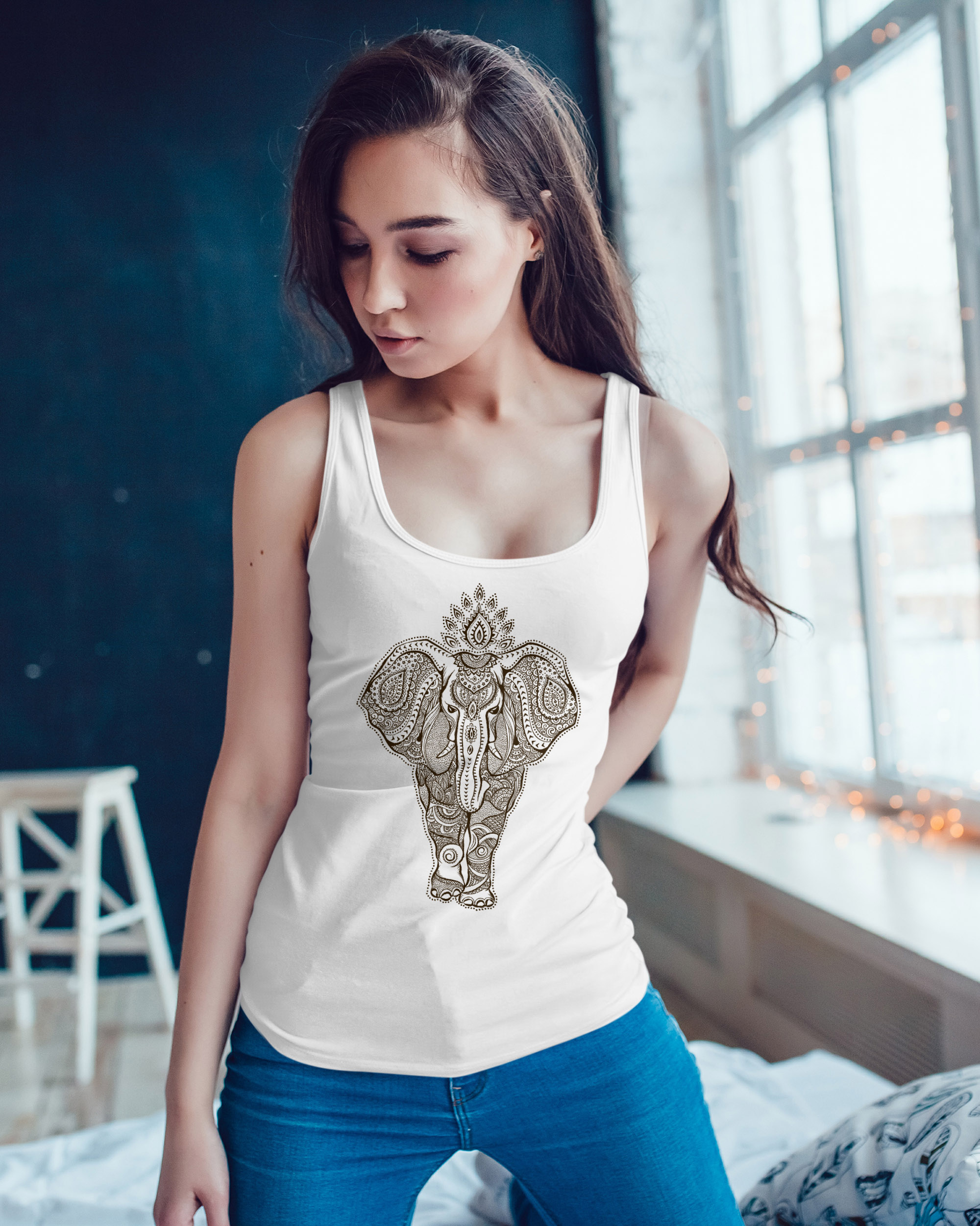 Damen Tank-Top Zentangle Elefant Mandala Boho Bohemain Elephant ...