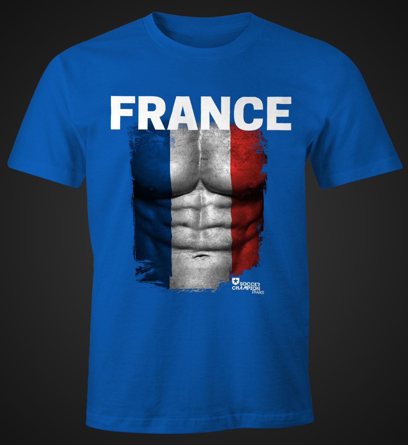 EM T-Shirt Herren Fußball Frankreich Flagge Fanshirt Waschbrettbauch ...