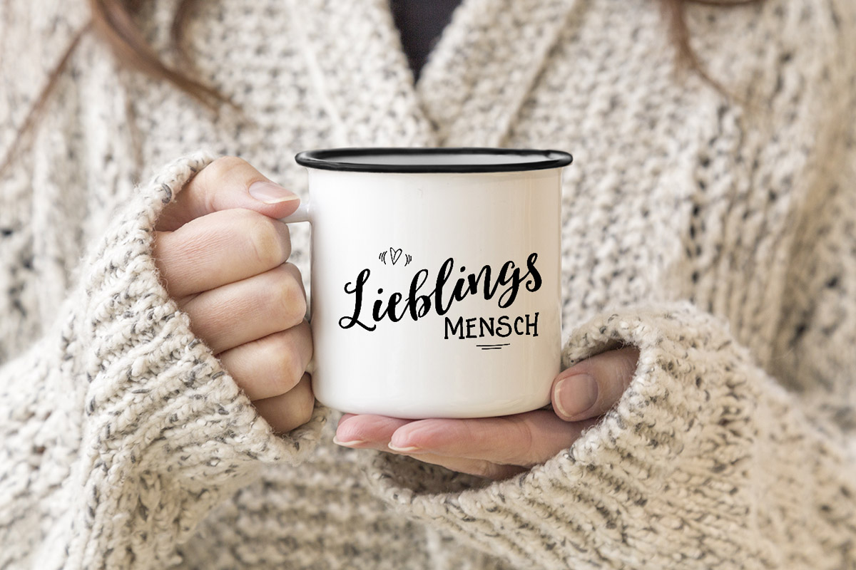 Emaille Tasse Becher Lieblingsmensch Geschenk Liebe Freundschaft ...