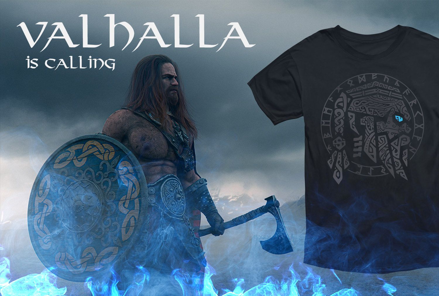 Herren T-Shirt Odin Ragnar Gott Nordisch Runen Valhalla Wikinger ...