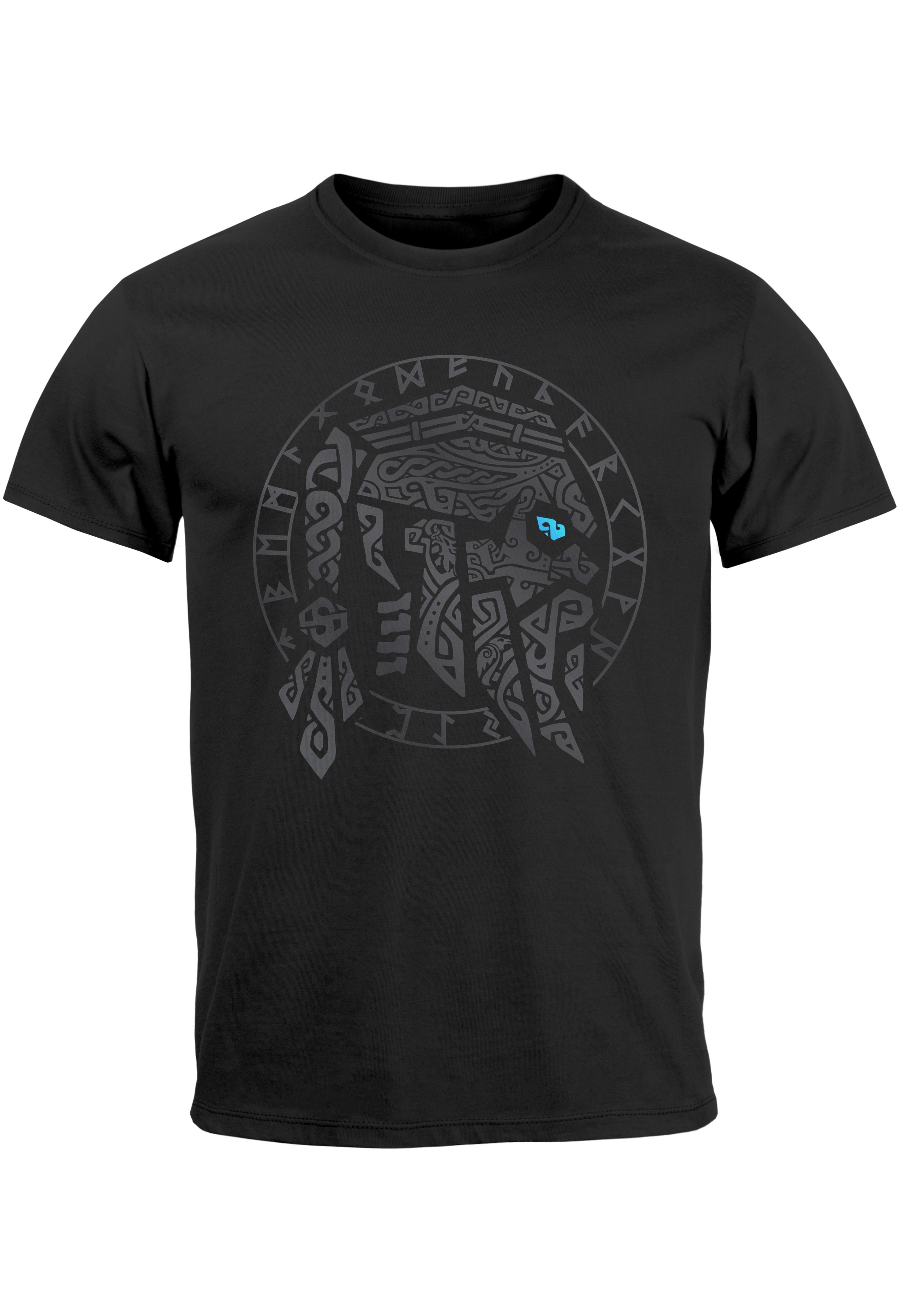 Herren T-Shirt Odin Ragnar Gott Nordisch Runen Valhalla Wikinger ...