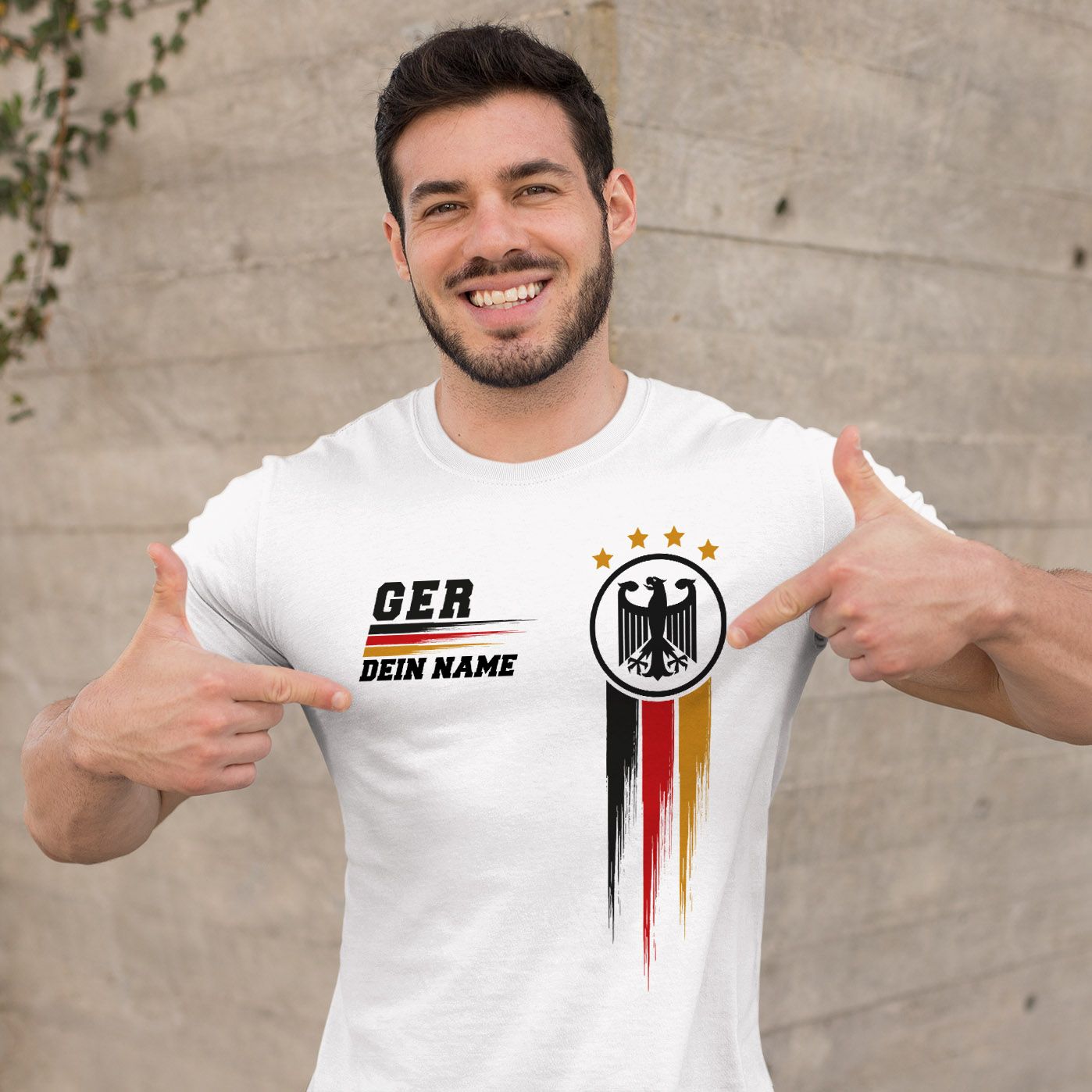 Herren T-Shirt personalisiert mit Name Deutschland TrikotFußball Europameisterschaft 2024 ...