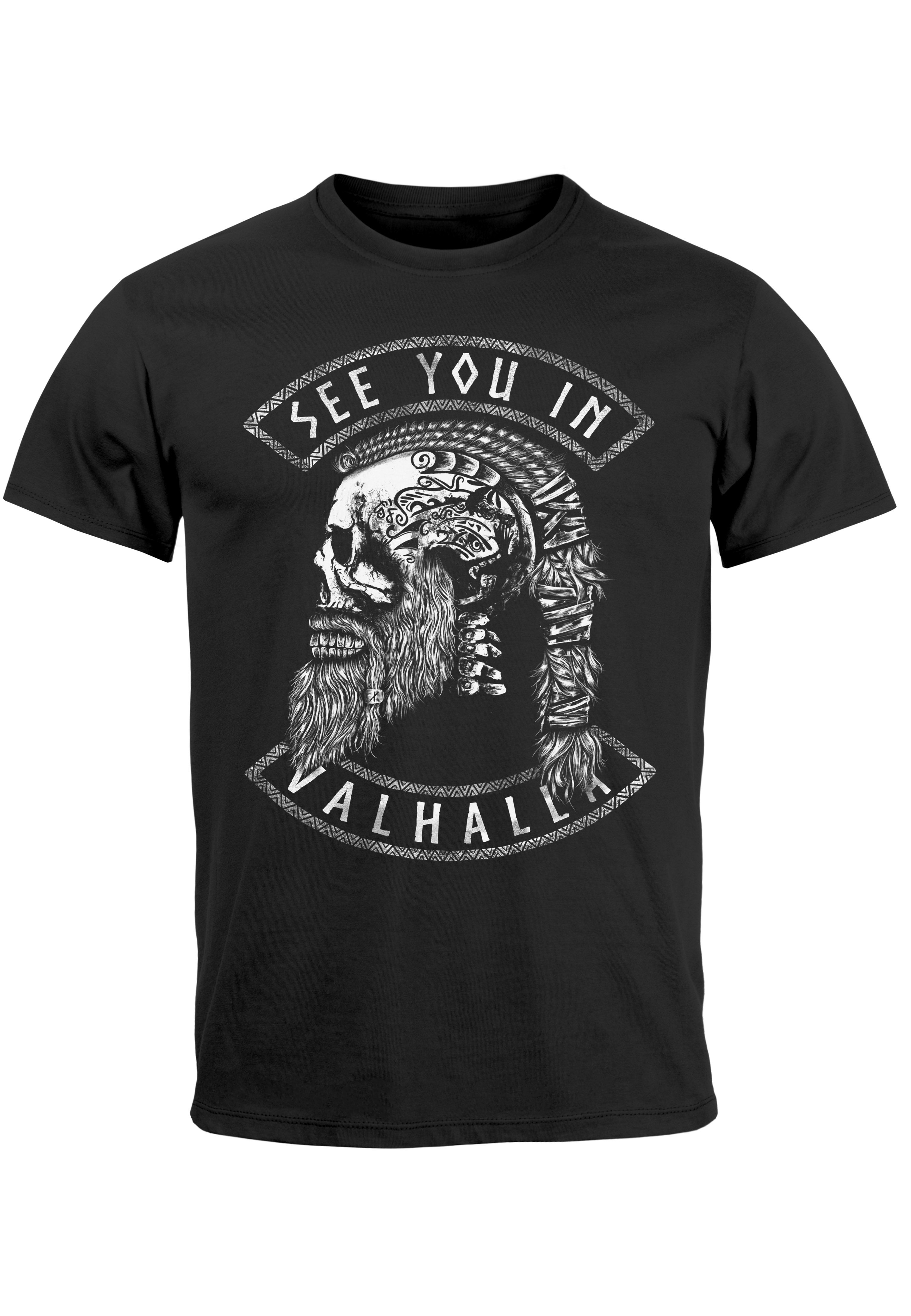 Herren T-Shirt Wikinger Totenkpf Spruch See you in Valhalla Odin Ragnar ... Herren T-Shirt Wikinger Totenkpf Spruch See you in Valhalla Odin Ragnar ...