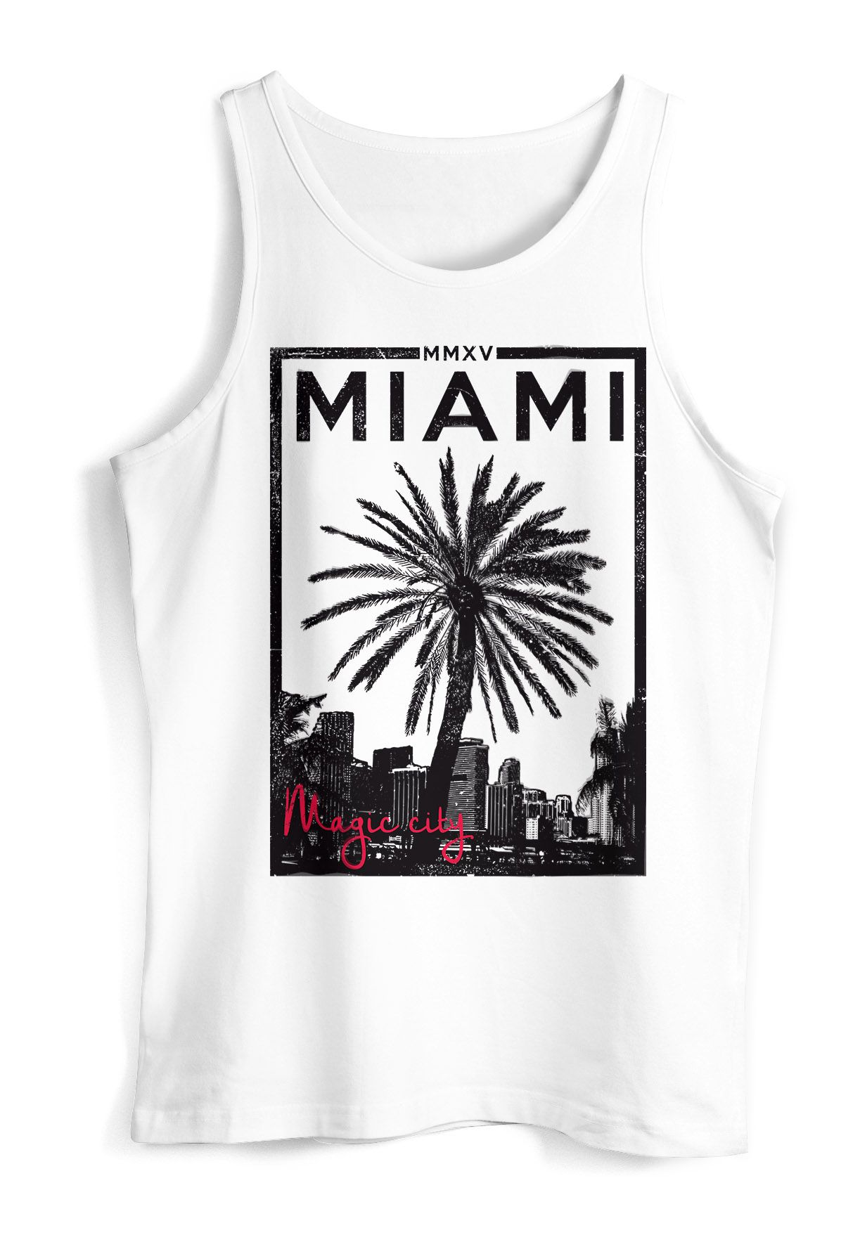 Herren Tank Top Miami Beach Palmen Skyline Neverless® | Akowi