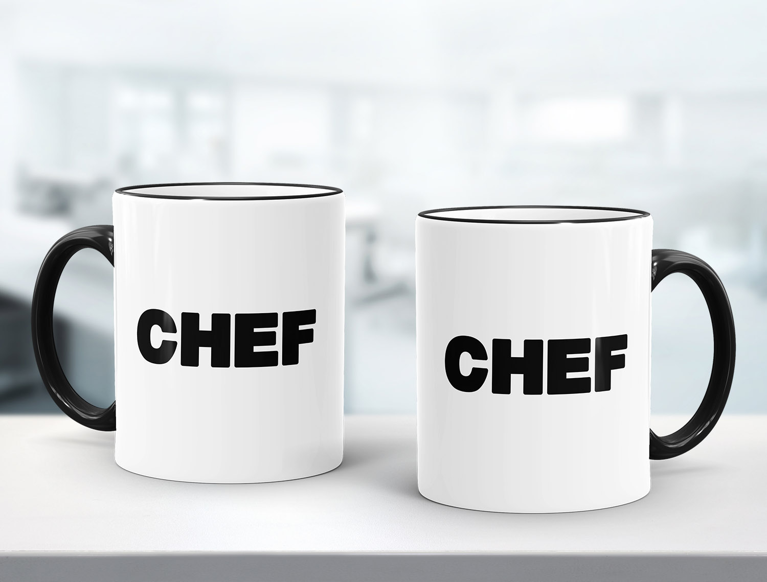 Kaffee-Tasse Chef-Tasse mit farbiger Kante und Henkel MoonWorks® | Akowi