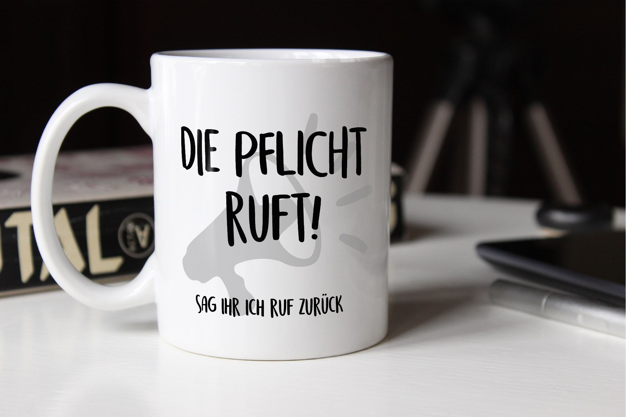 Kaffee-Tasse Die Pflicht ruft Sag ihr ich ruf zurück Spruch-Tasse Büro ...