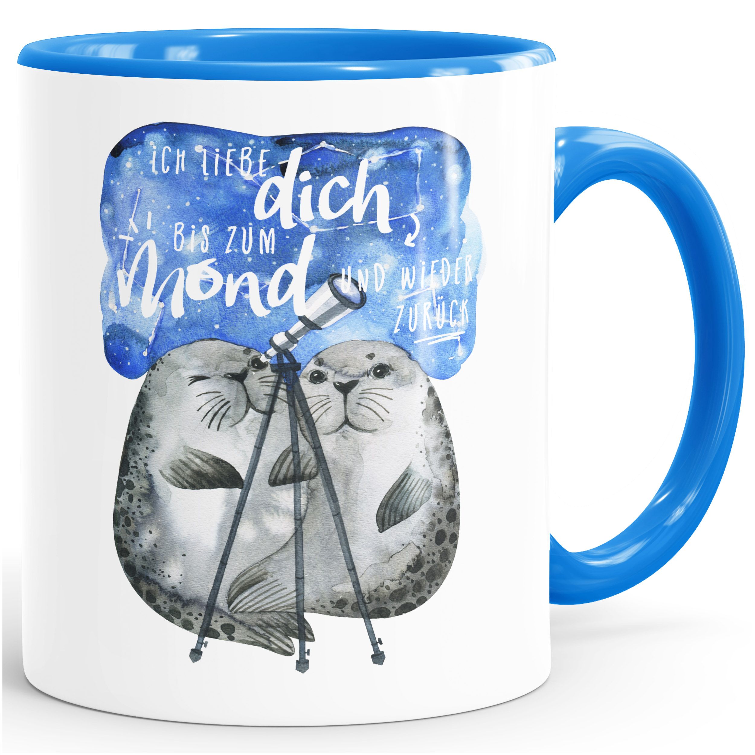Kaffee-Tasse Ich liebe dich bis zum Mond und wieder zurück Liebe Spruch ...