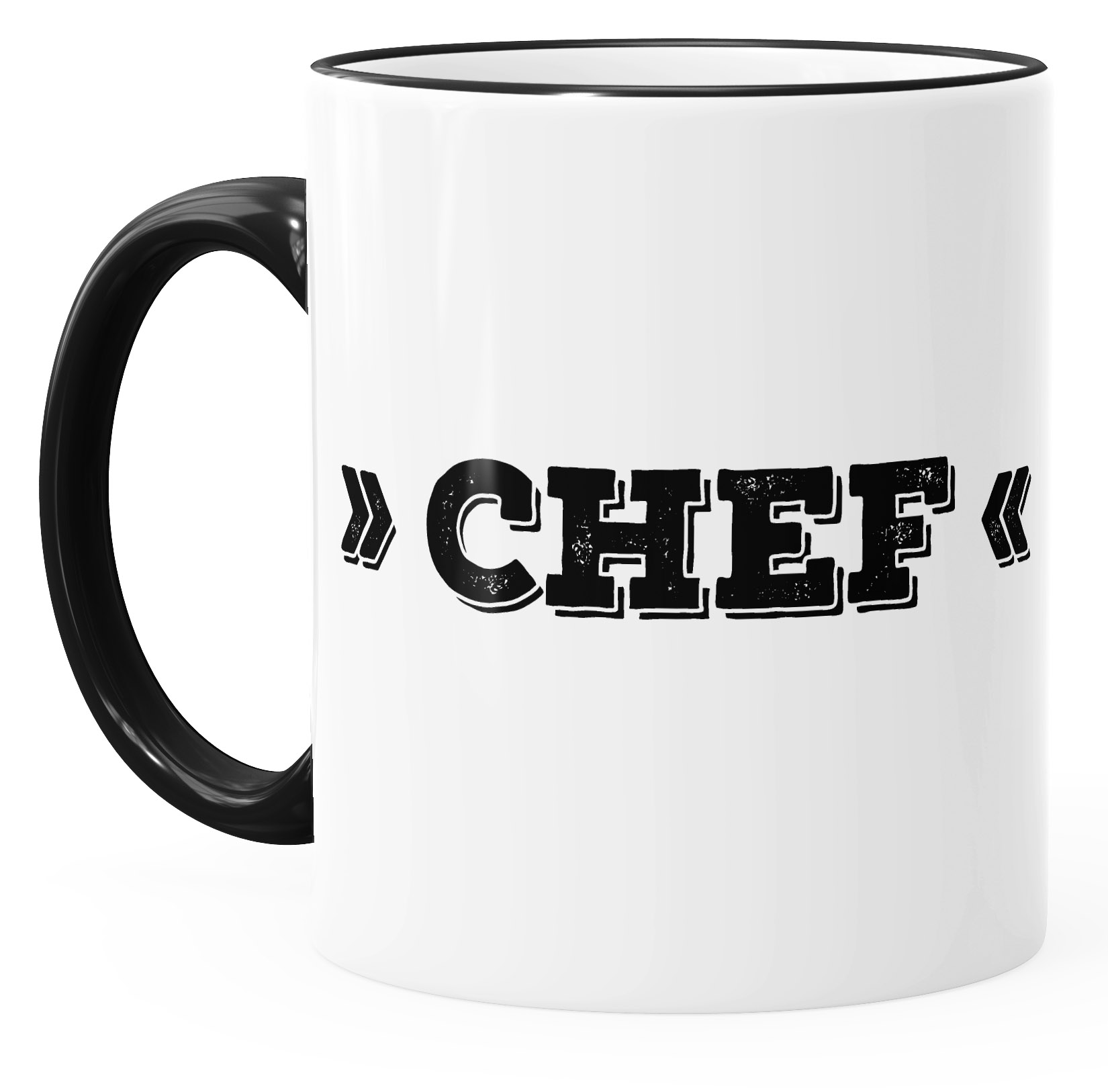 Kaffee-Tasse mit Chef Schriftzug Chef-Tasse mit Farbrand MoonWorks® | Akowi
