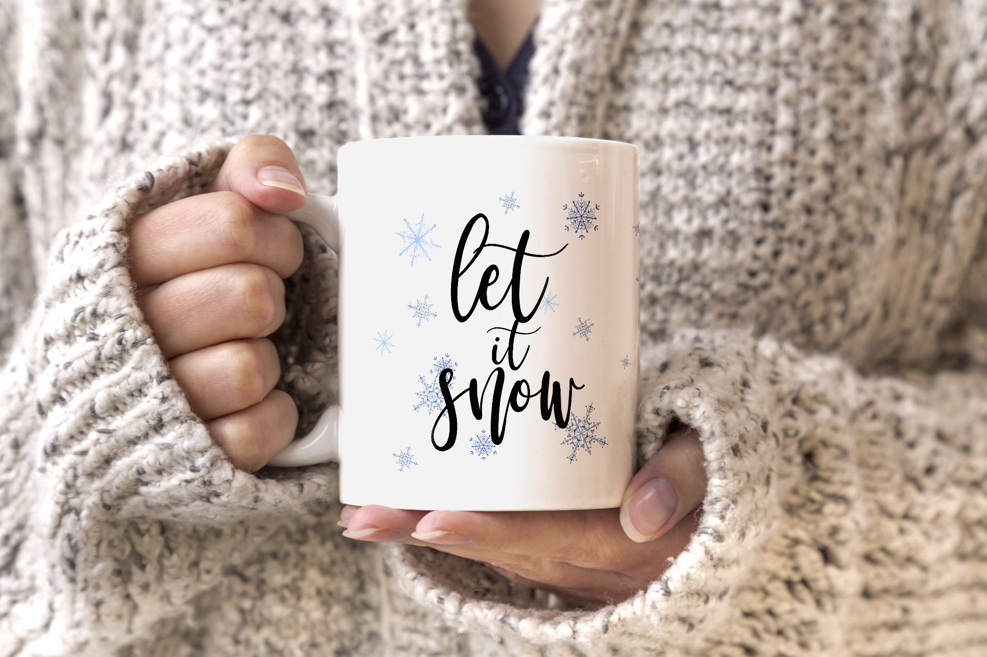 Tasse Weihnachten Winter Let it Snow Eiskristalle Kaffeetasse Teetasse ...