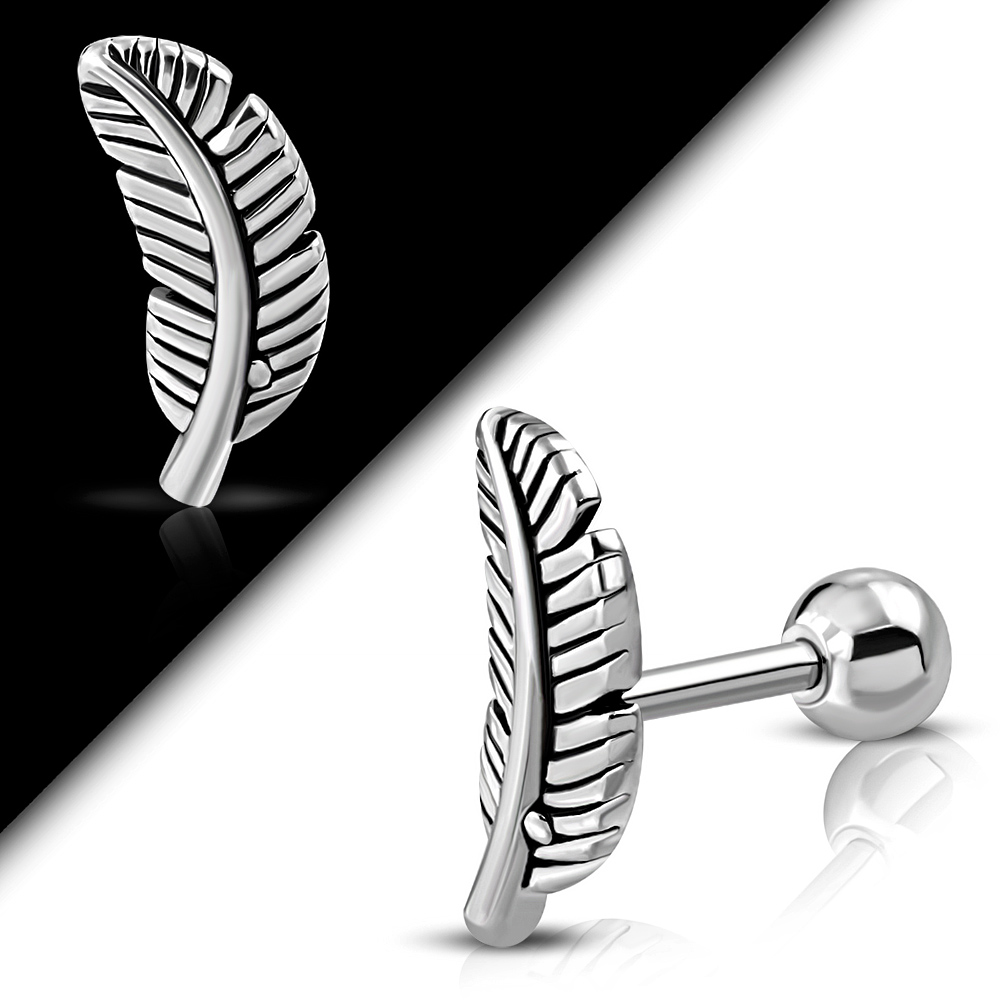 Tragus Ohr Piercing Stecker Helix Cartilage Barbell Feder Blatt Autiga ...